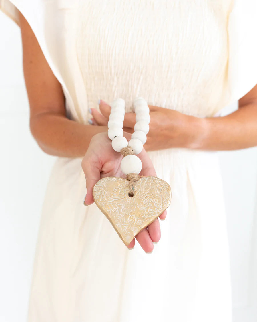 Small Lilly Heart Blessing Beads Flower Press White Beads – MARKET